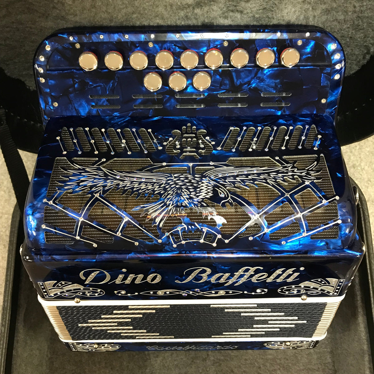 Dino Baffetti ART41-LUSSO-BLU-RE Celluloid 4 Bass Diatonic Accordion w ...